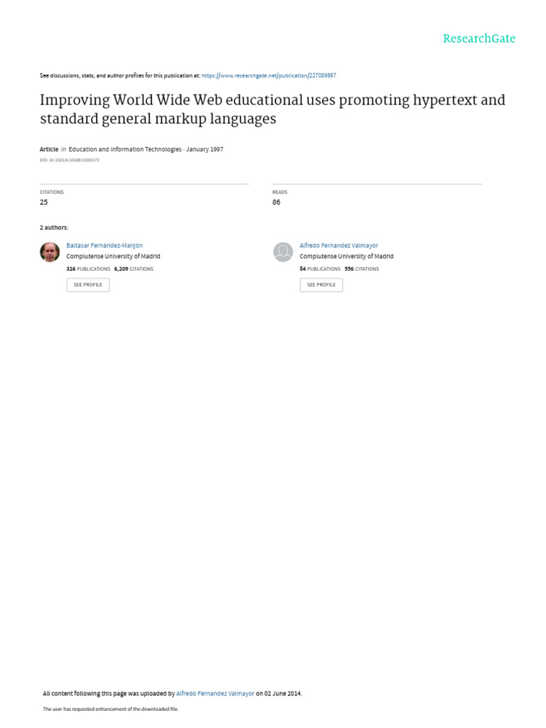 Improving World Wide Web Educational Uses Promotin | PDF | Html | World ...