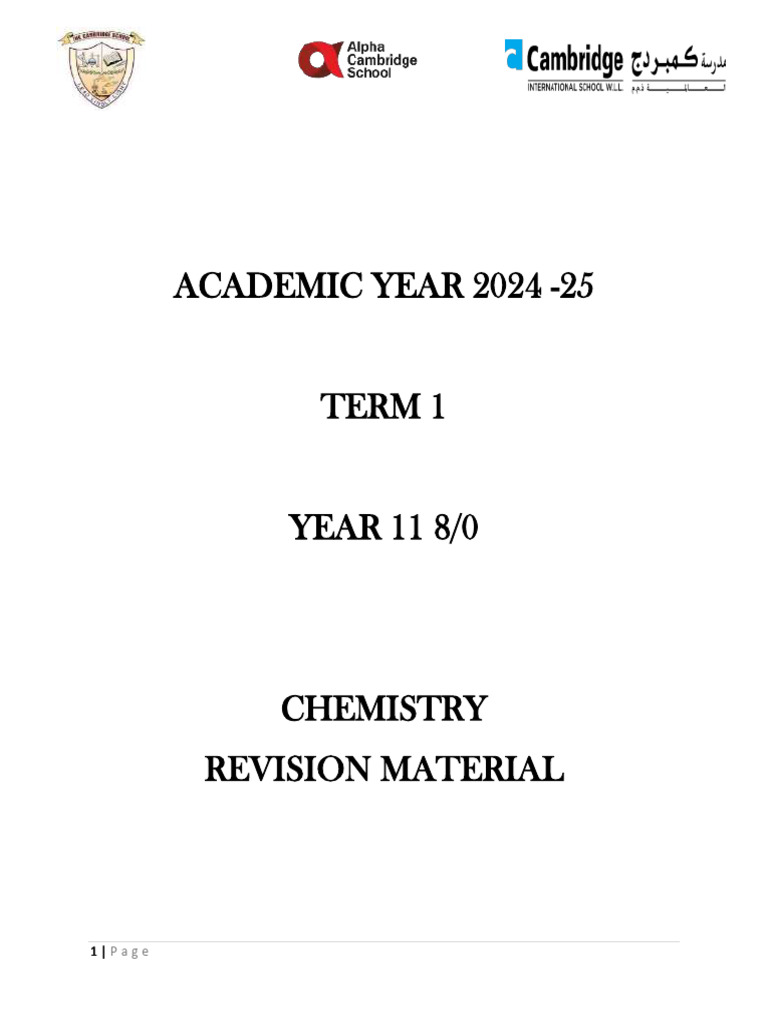 Ay24-25 Tcs t1 Y11 Chemistry RM QP | PDF