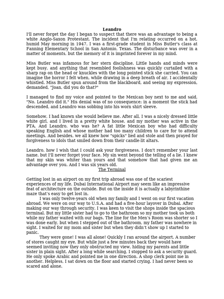 Sample - Narrative Essay 2 | PDF