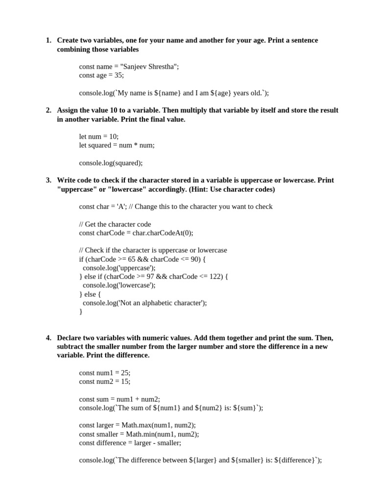 JavaScript Basics: Variables & Functions | PDF | Letter Case | Computer Programming