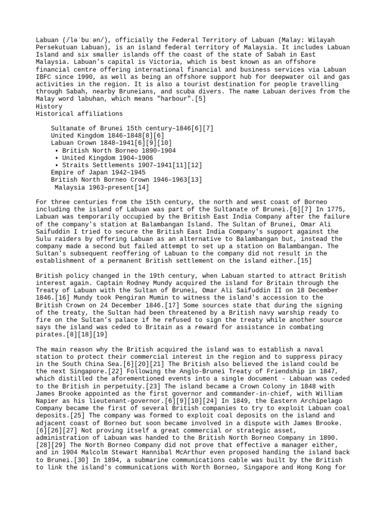 Overview of Labuan Federal Territory | PDF