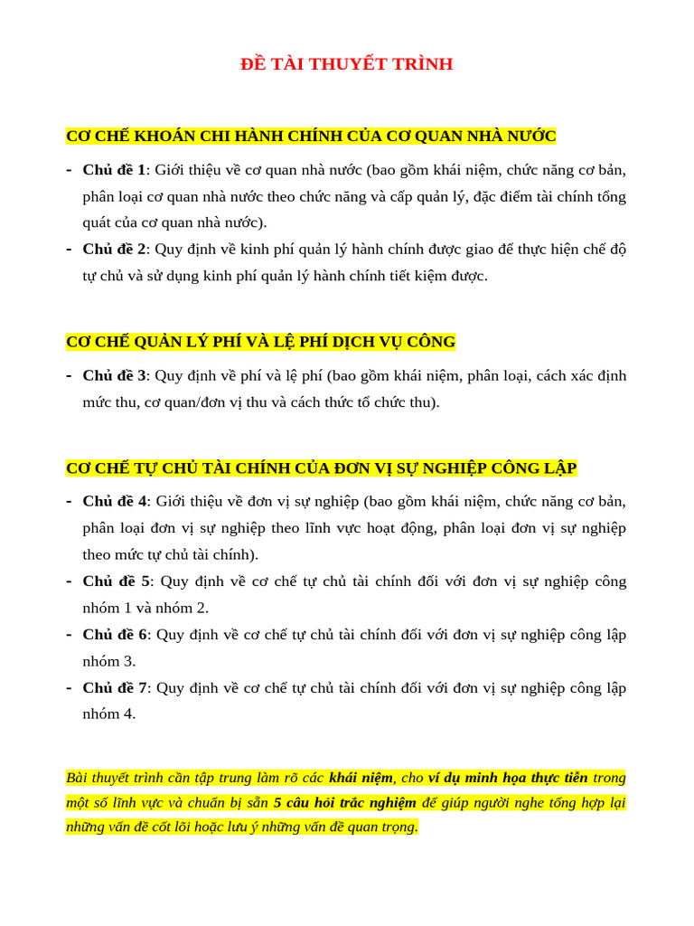 Chu de Thuyet Trinh - K49 | PDF