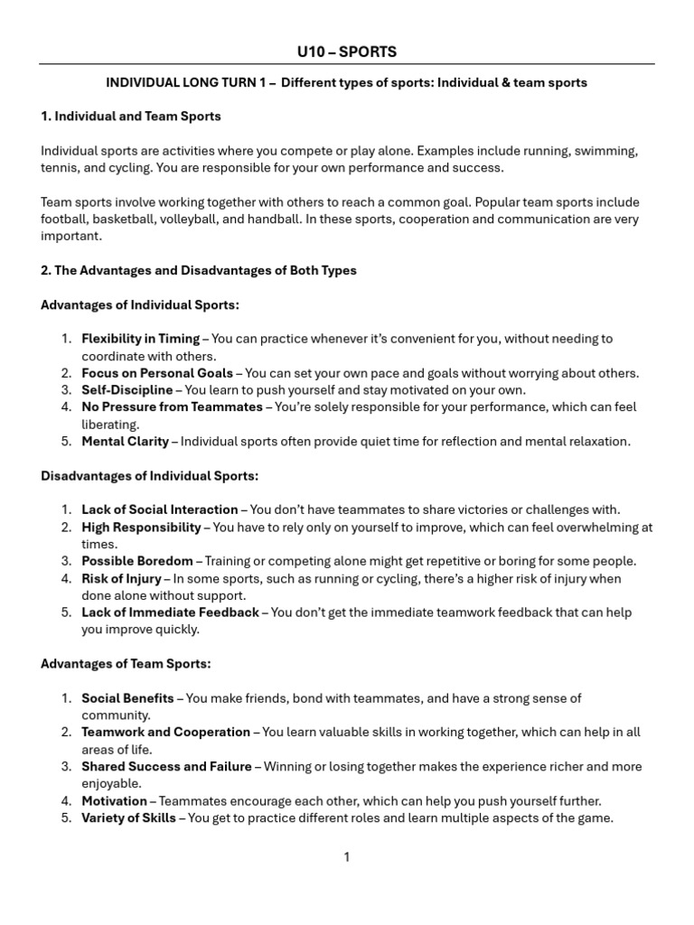Advantages and Disadvantages of Sports | PDF | Sports | Social Psychology
