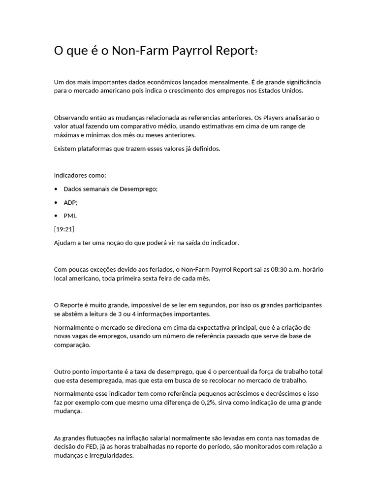 Entendendo o Non-Farm Payroll Report | PDF