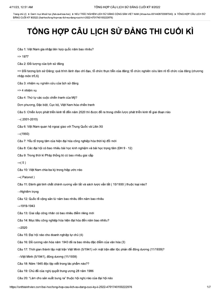 Tong Hop Cau Hoi | PDF