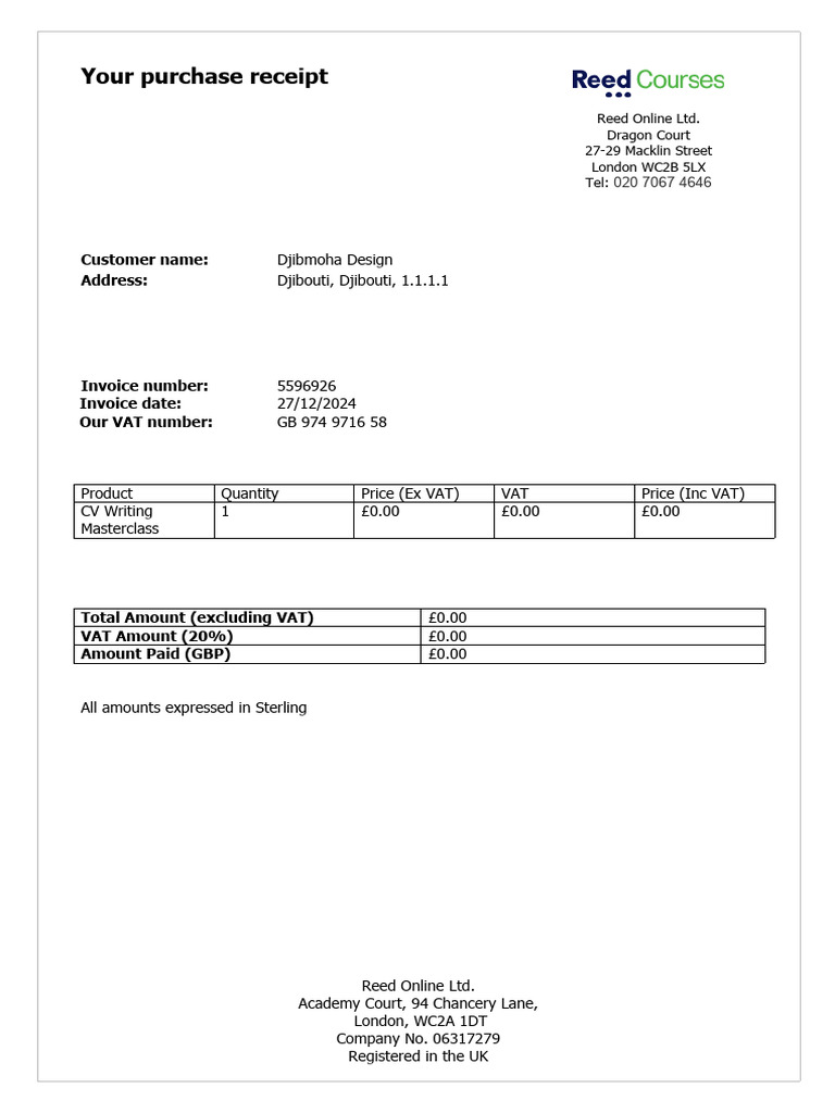 Courses VAT Receipt.2001925459 | PDF