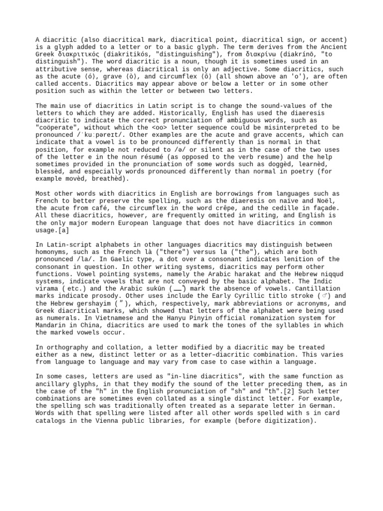 Understanding Diacritics and Their Uses | PDF | Linguistics | Writing