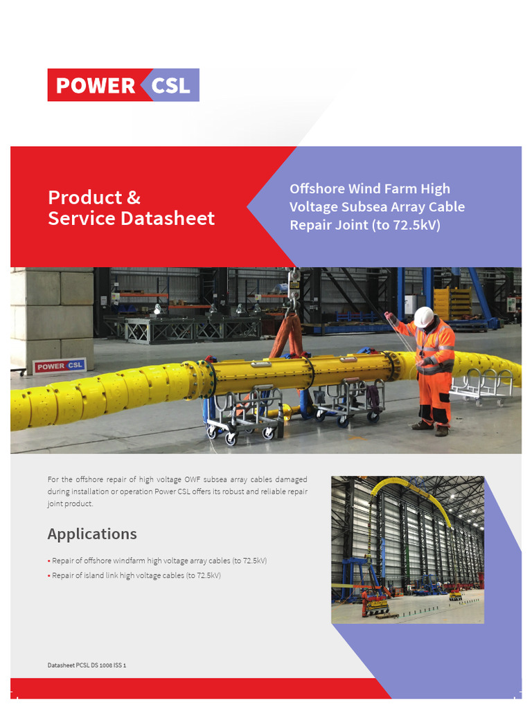 02 P CSL Datasheet OWF HV Array Cable Repair Joint | PDF | Offshore Wind Power | High Voltage