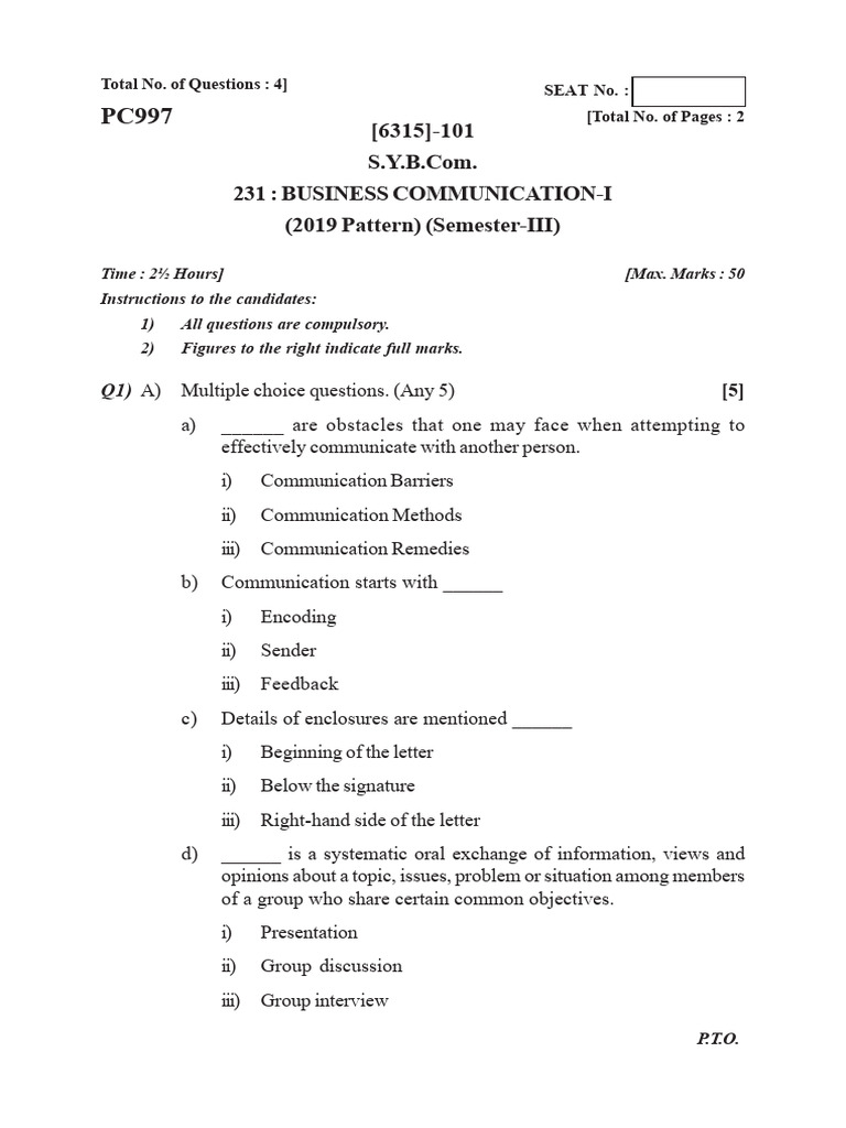 (Sem. - III) 2019 Pattern | PDF | Reserve Bank Of India | Expense