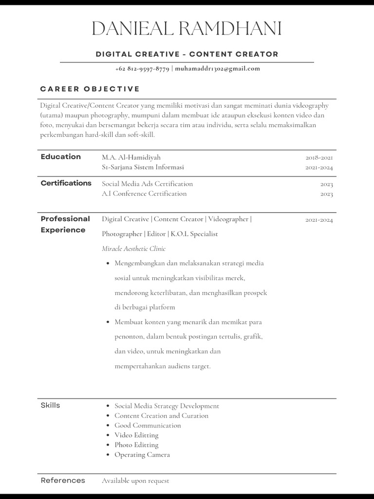 CV Ats - Danieal Ramdhani | PDF