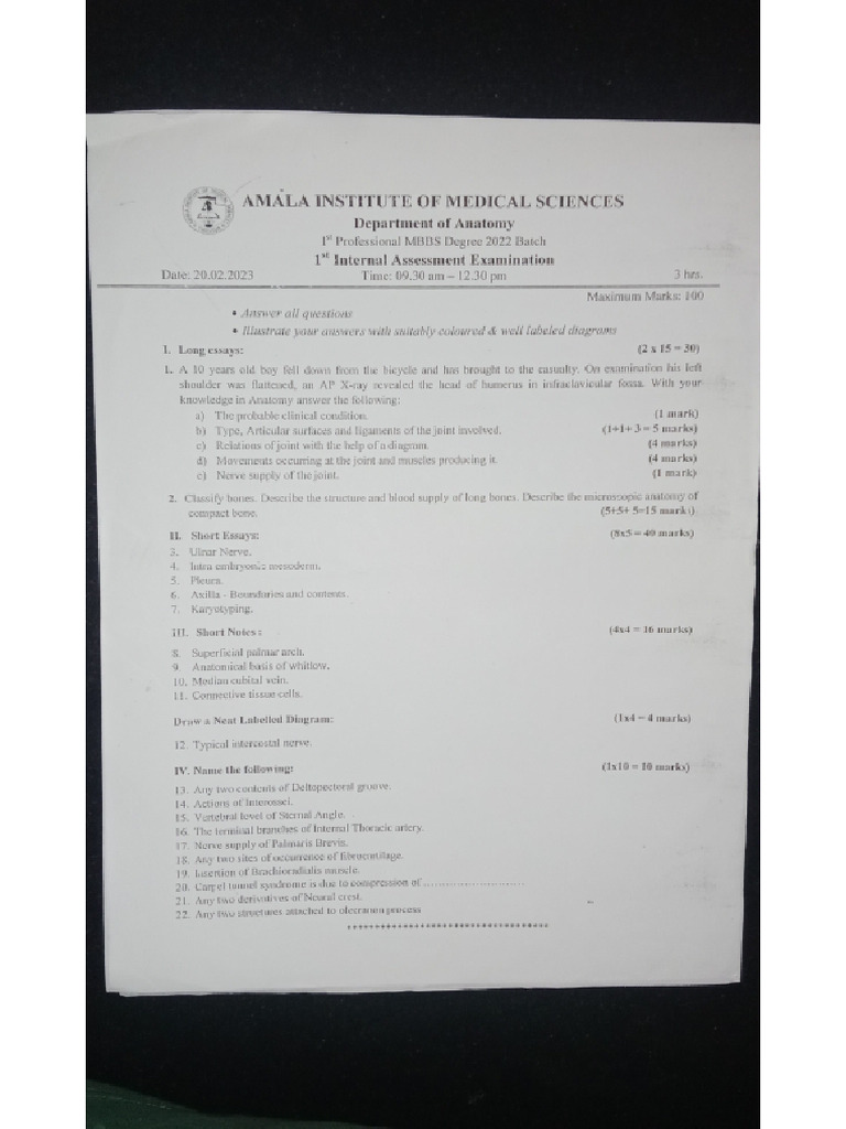 1st Year Question Papers | PDF