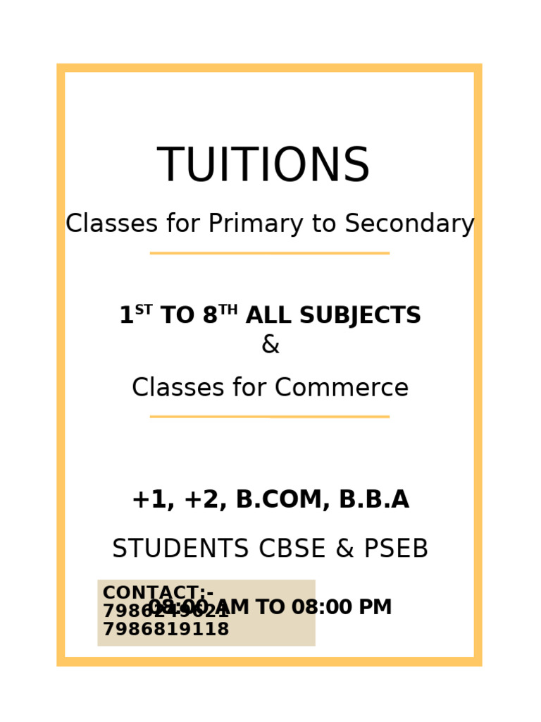 Tuition Classes for CBSE & PSEB Students | PDF