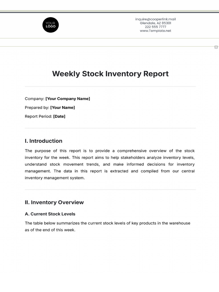 Product Inventory Outline Template | PDF