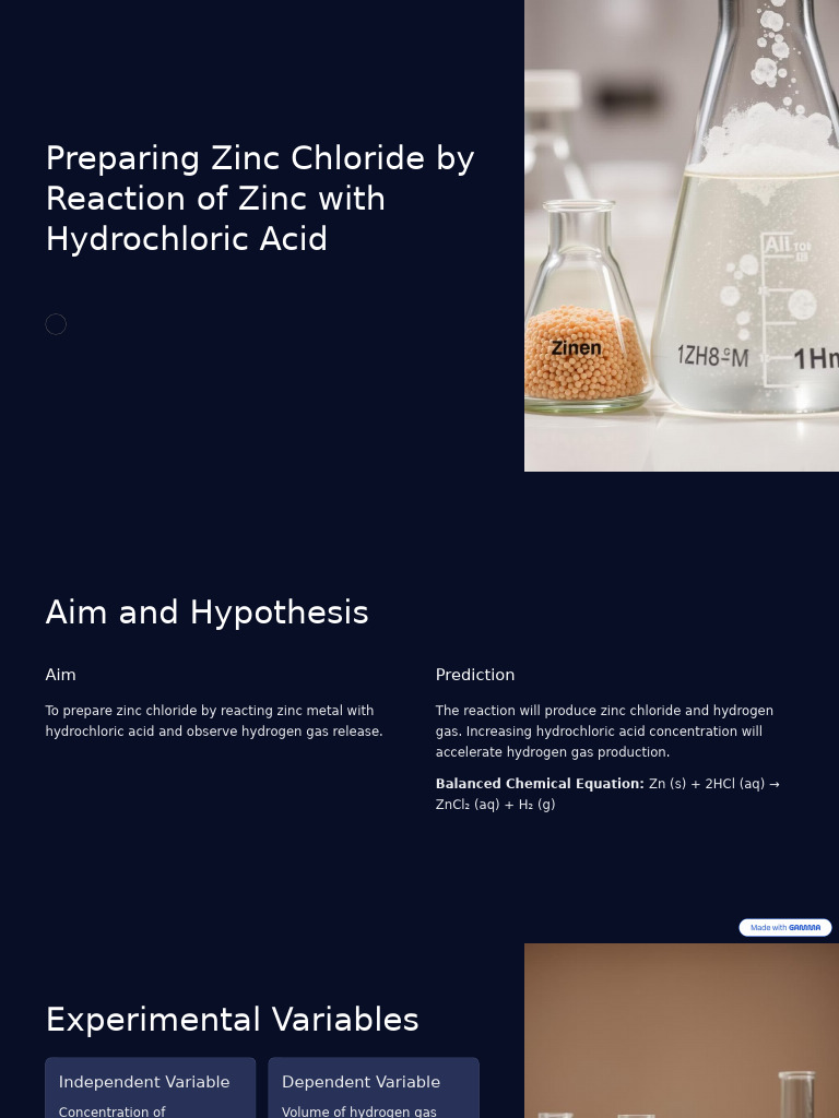 Preparing Zinc Chloride by Reaction of Zinc With Hydrochloric Acid (1 ...