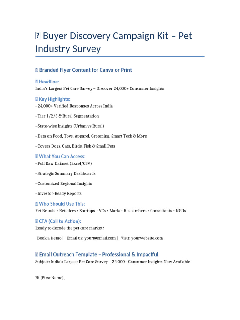 Pet Survey Outreach Campaign Kit | PDF