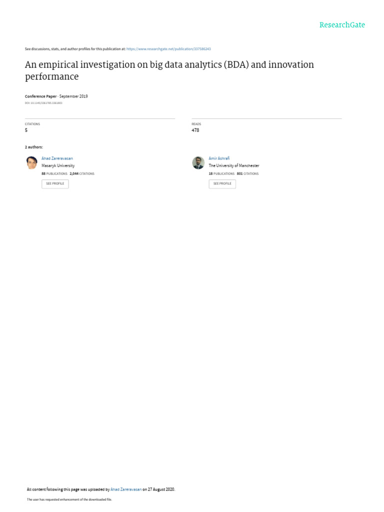 An Empirical Investigation On Big Data Analytics (BDA) and Innovation Performance | PDF ...