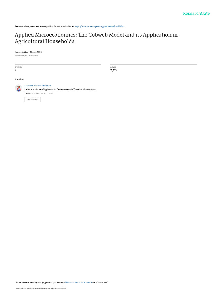 Cobweb Model Mawussi Kossivi Soviadan UNN | PDF | Economic Equilibrium ...