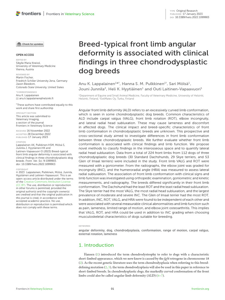 Breed Typical Front Limb Angular Deformity | PDF | Elbow | Anatomical ...