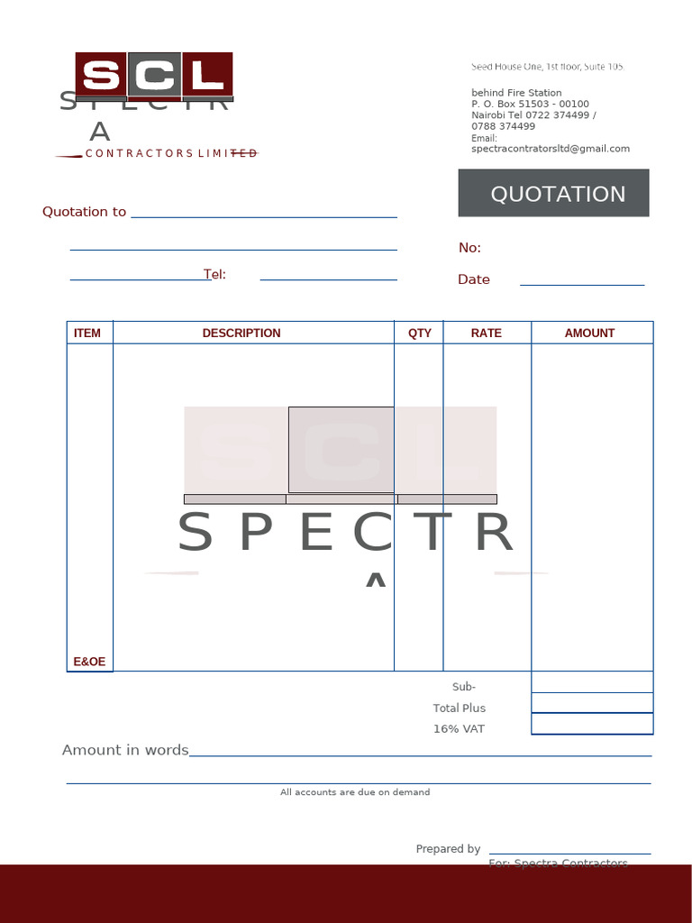 Spectra Contractors Quotation | PDF