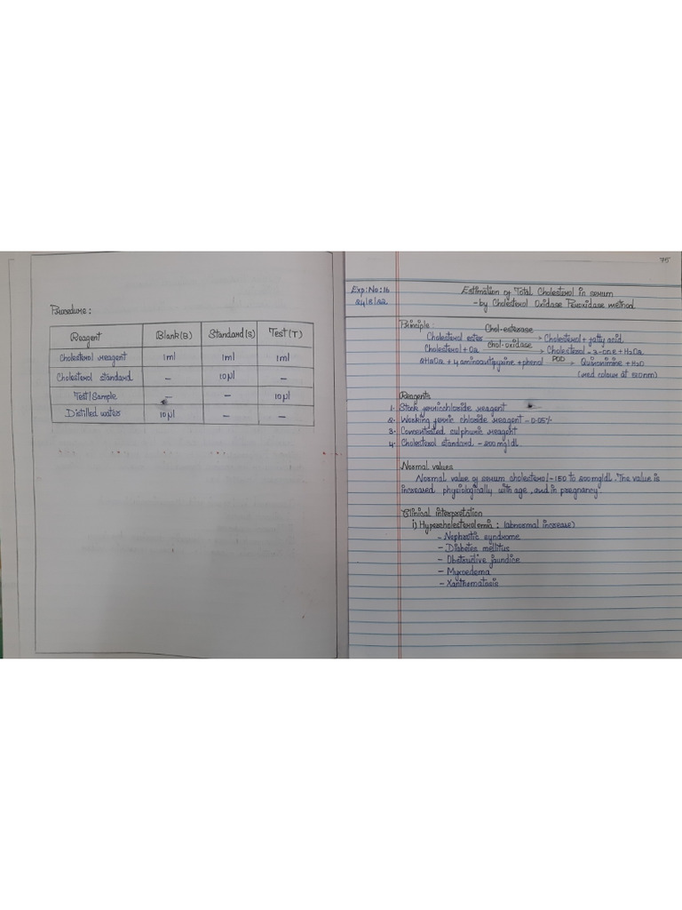 Cholesterol Estimation | PDF