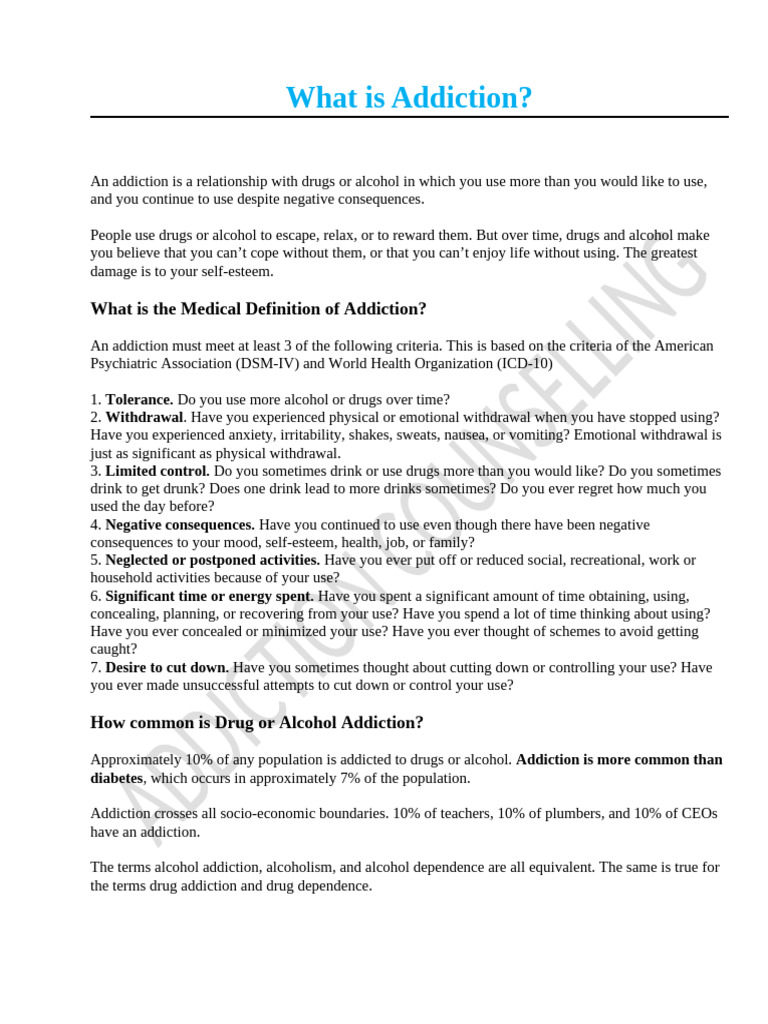 WHAT IS ADDICTION | PDF | Alcoholism | Liver