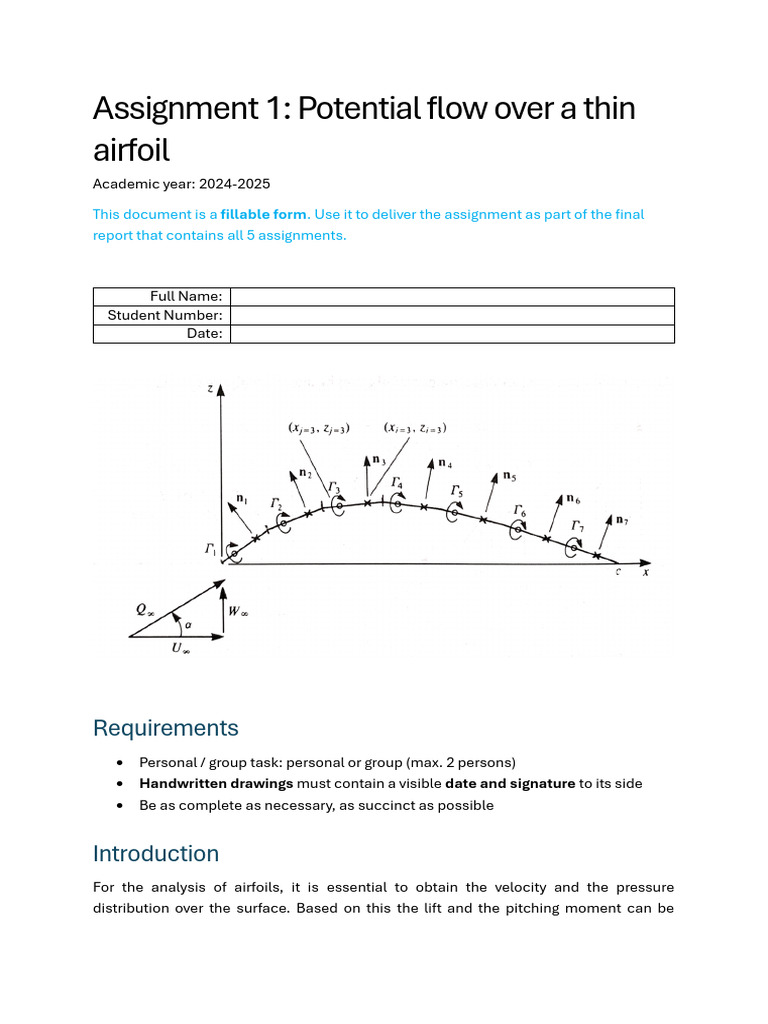 AE4130 22 Assignment1 2024 2025 | PDF | Airfoil | Lift (Force)