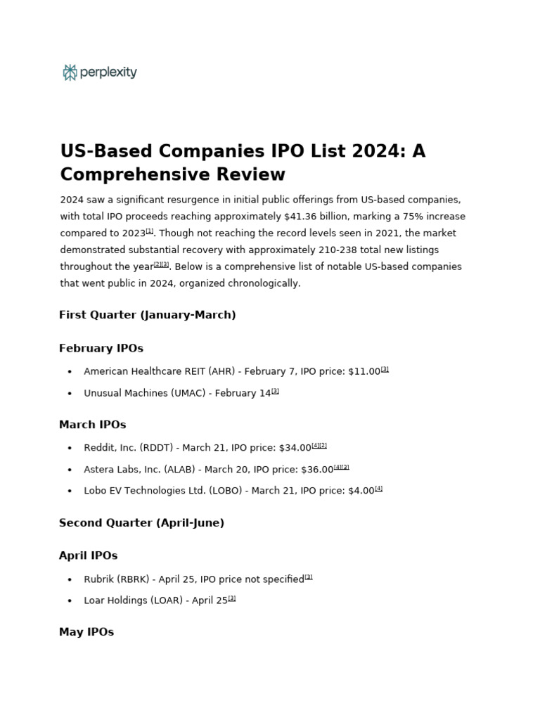 2024 US Tech IPOs: First-Day Pops List | PDF