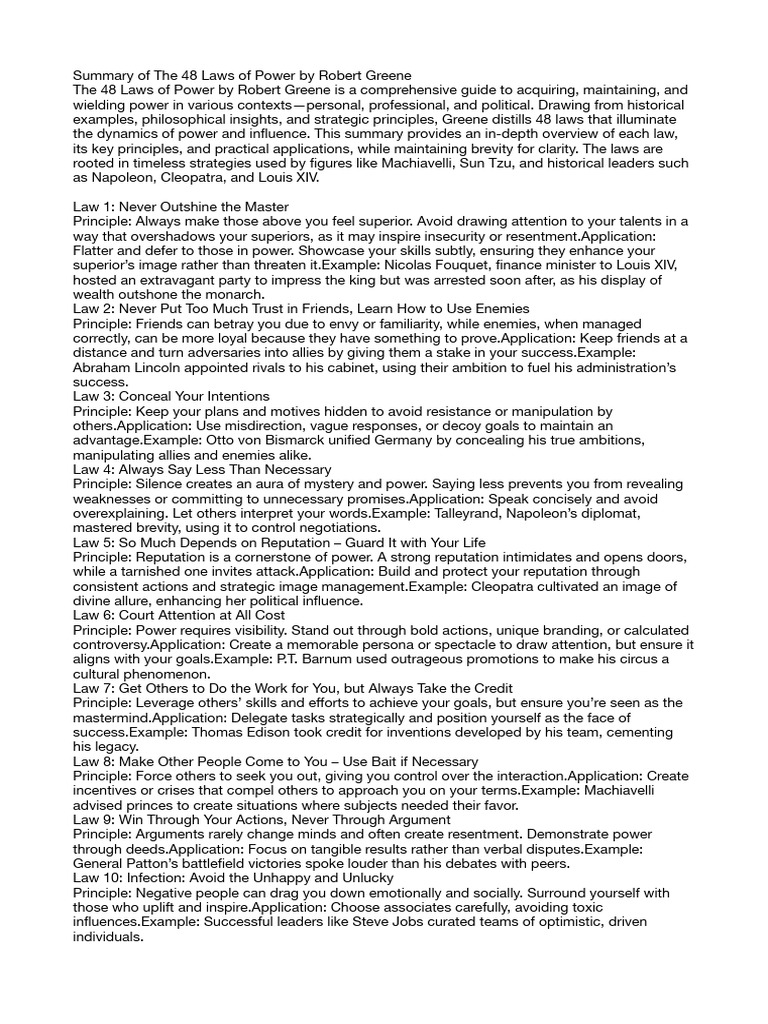 Summary of The 48 Laws of Power | PDF