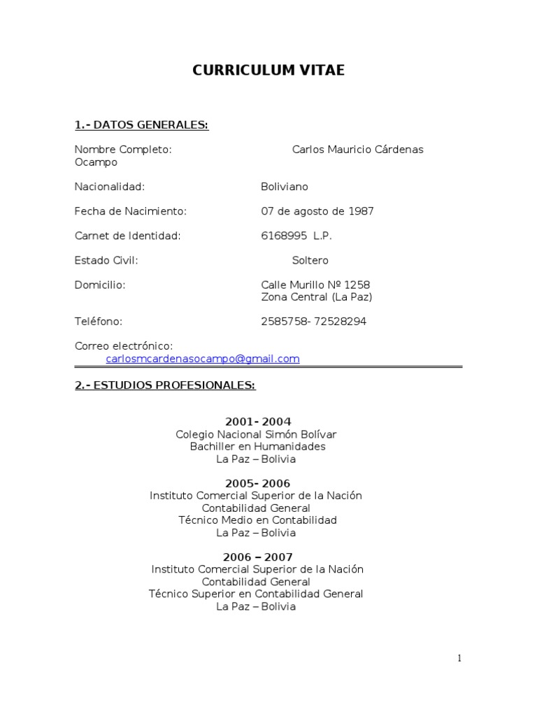 Curriculum Vitae | Auditoría | Contador | Prueba gratuita de 30 días ...