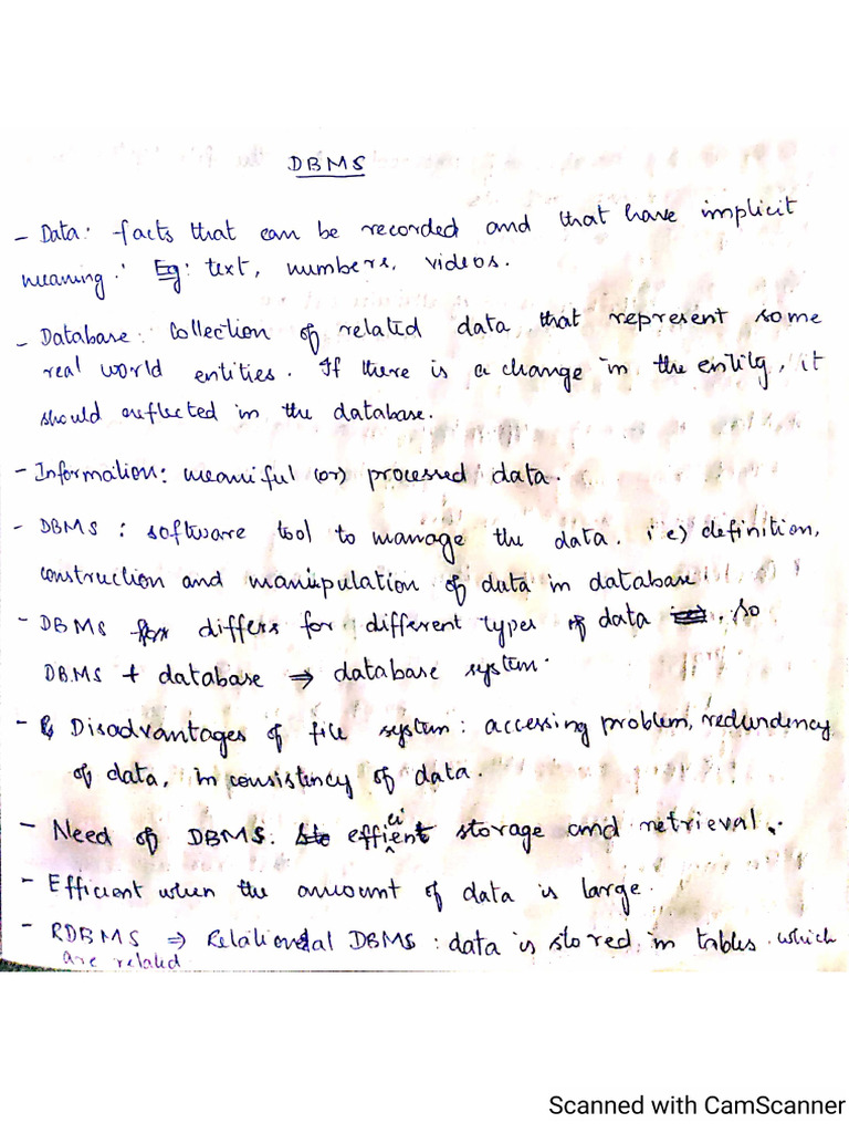 DBMS Placement Notes | PDF