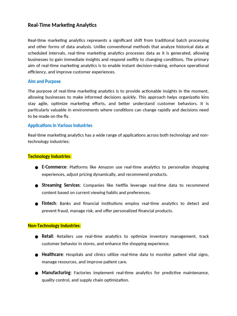 Real-Time Marketing Analytics | PDF | Analytics | Advertising
