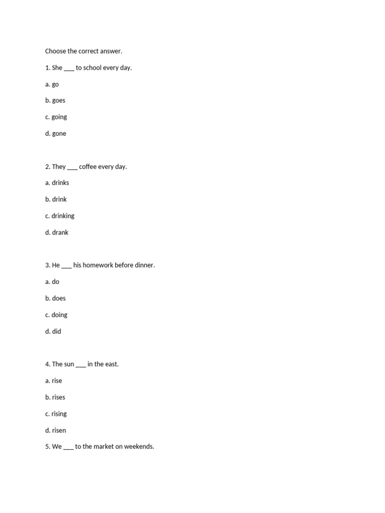 Simple Present Exercise | PDF