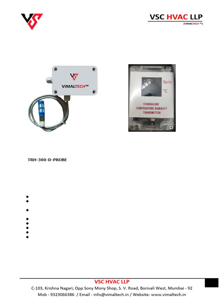 TRH-300 Temperature & Humidity Sensor | PDF | Humidity | Sensor
