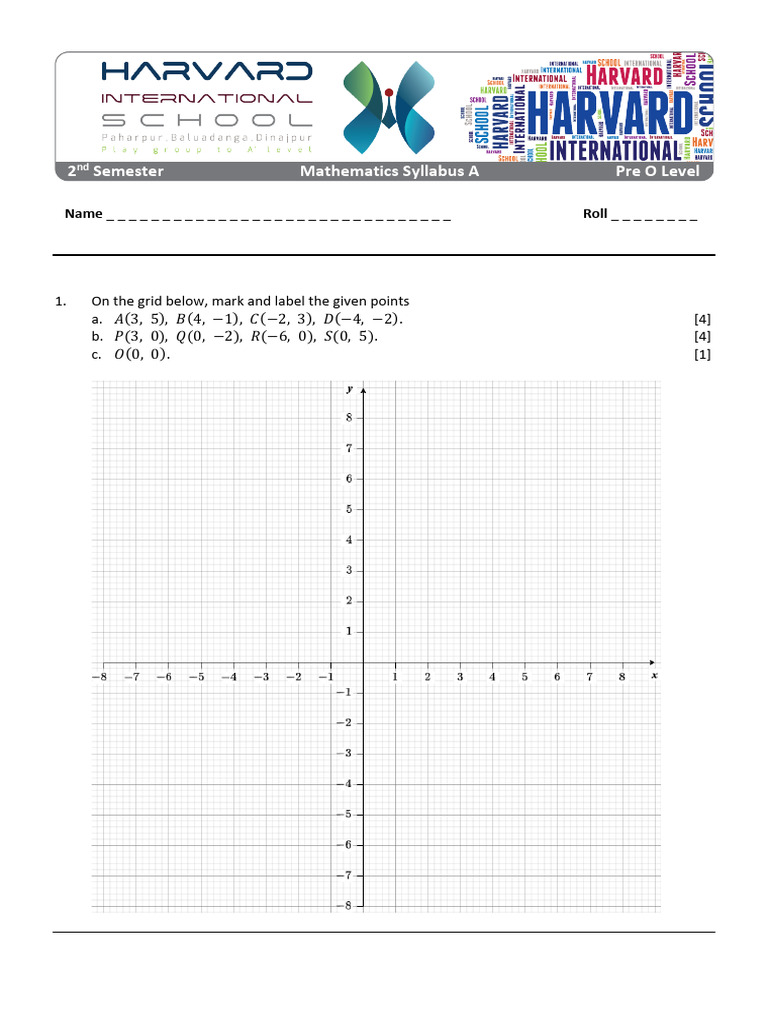 Grade 08 - Term 2 Exam QP (Math A) | PDF | Mathematics