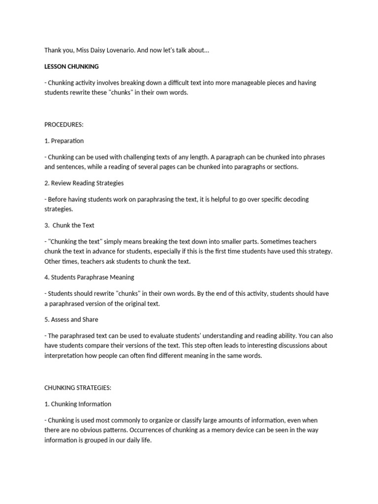 Lesson Chunking-Wps Office | PDF