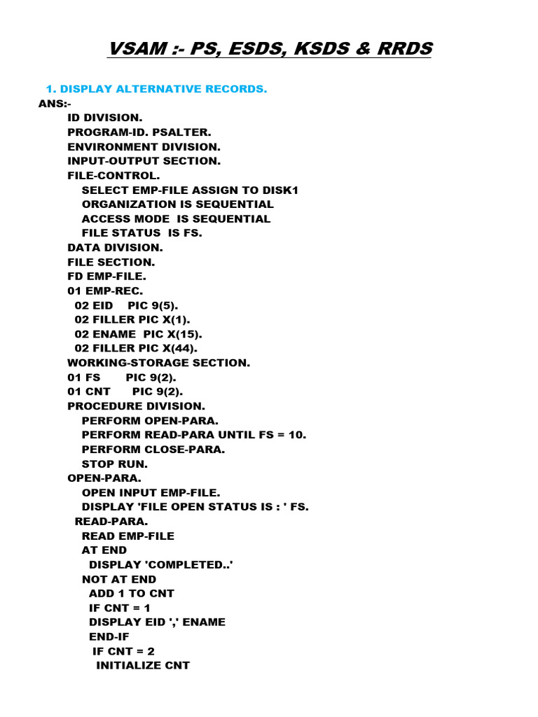 Vsam Ps Esds Ksds & Rrds Lab | PDF | Computer Engineering | Computer Architecture