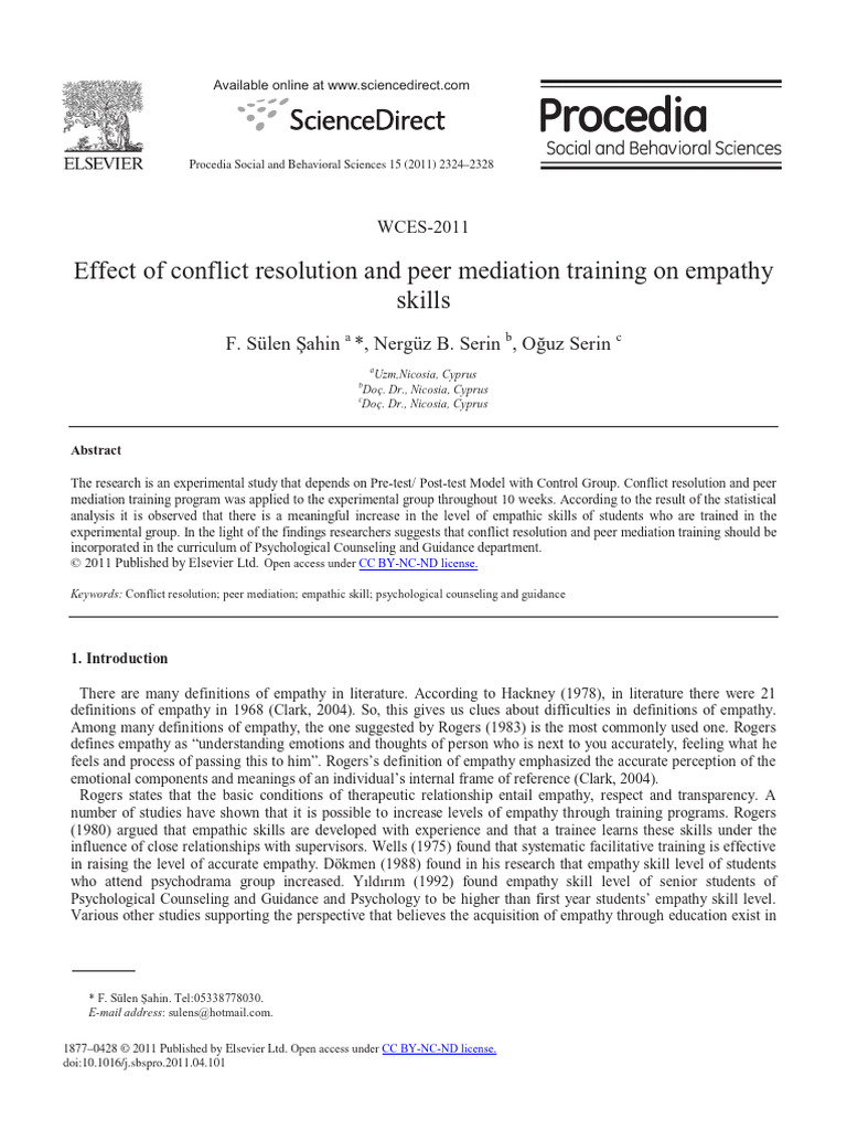 Conflict Resolution Training's Impact on Empathy | PDF | Empathy ...