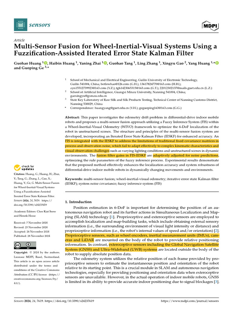 Fuzzy-Based WIVO State Estimation | PDF | Kalman Filter | Inertial Navigation System