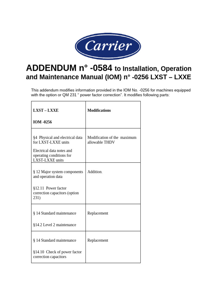 ADDENDUM To Installation LX - LXXE - 10584-7 | PDF | Capacitor ...