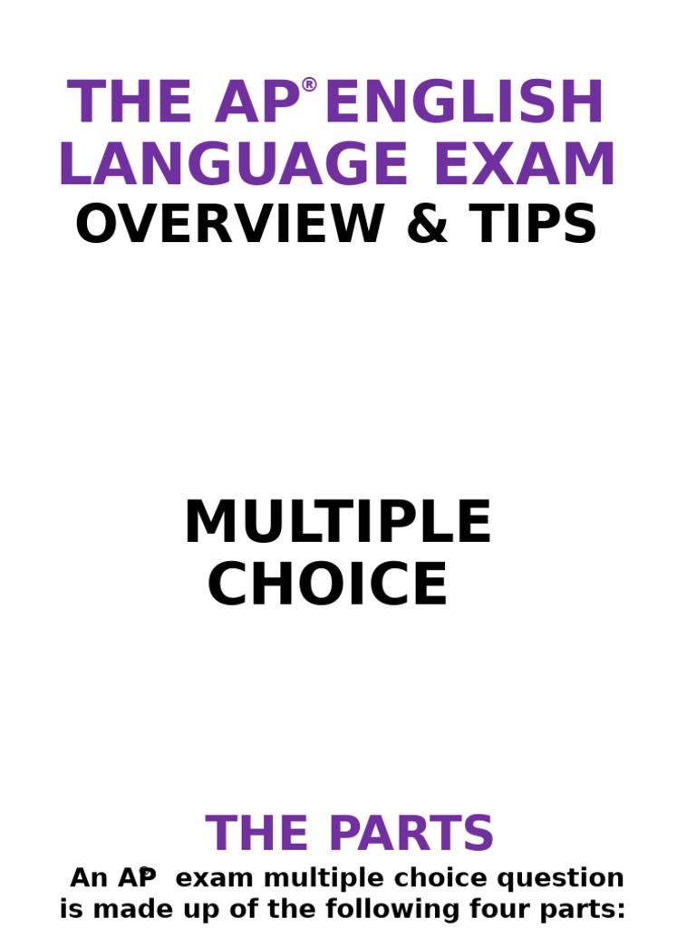 The Ap Language Exam Multiple Choice Tips 2025 | PDF | Multiple Choice ...