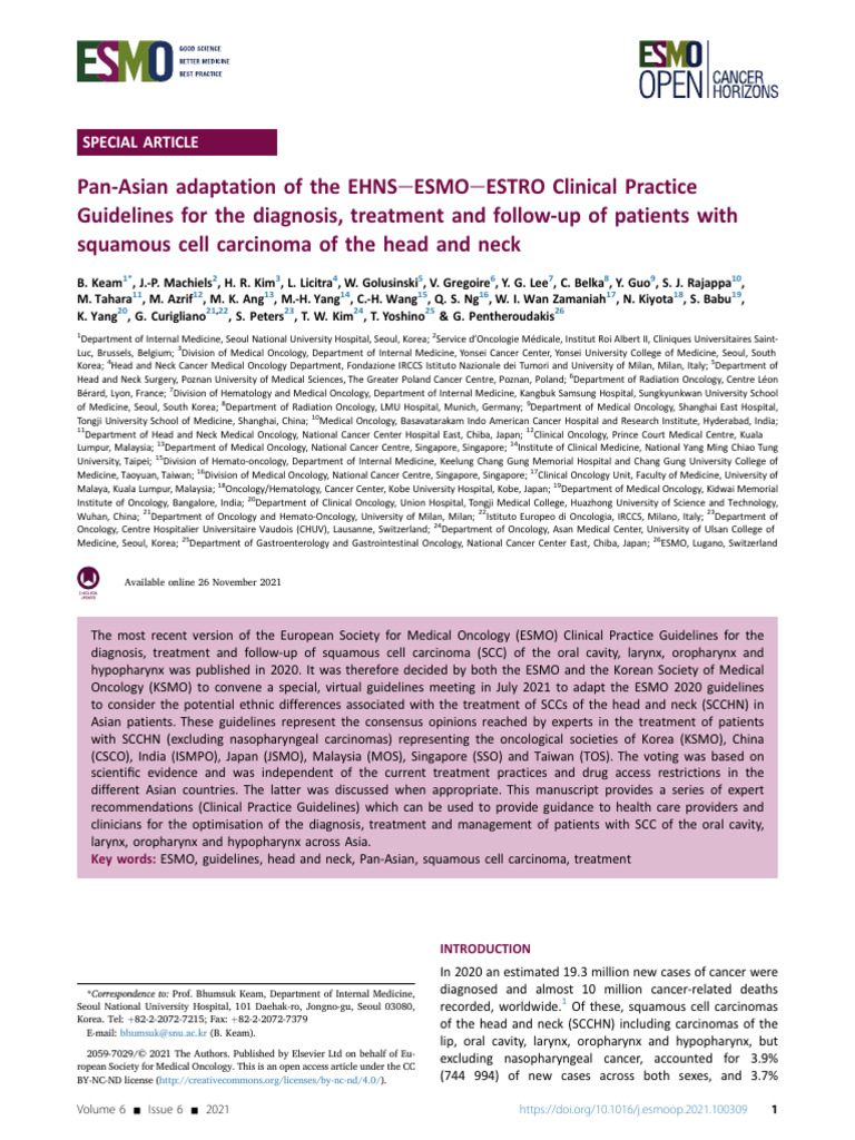 pan asia esmo ca lidah | PDF | Head And Neck Cancer | Radiation Therapy