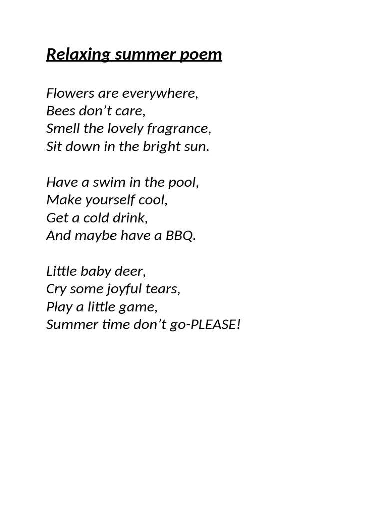 Relaxing Summer Poem | PDF