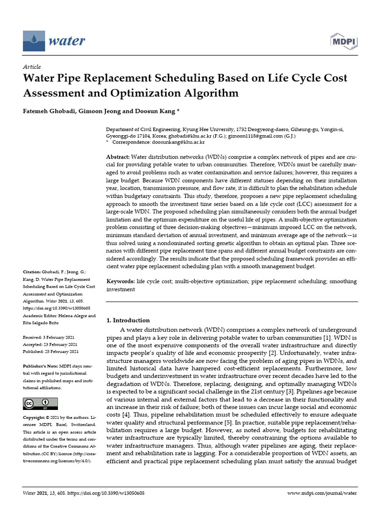 Water_Pipe_Replacement_Scheduling_Based_on_Life_Cy | PDF | Mathematical Optimization | Water ...