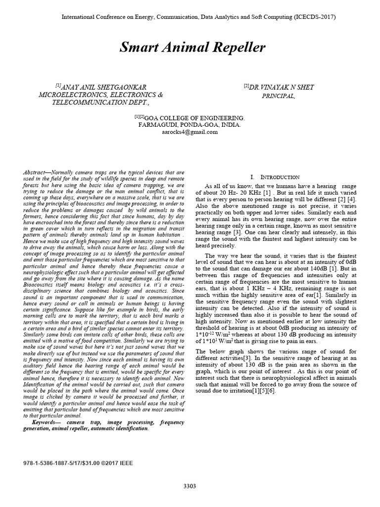 Smart Animal Repeller Using Bioacoustics | PDF | Rectifier | Sound