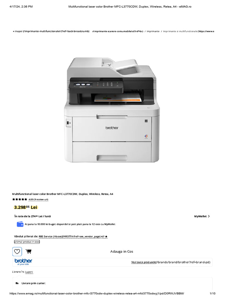 6.1_Multifunctional laser color Brother MFC-L3770CDW, Duplex, Wireless, Retea, A4 - eMAG.ro | PDF