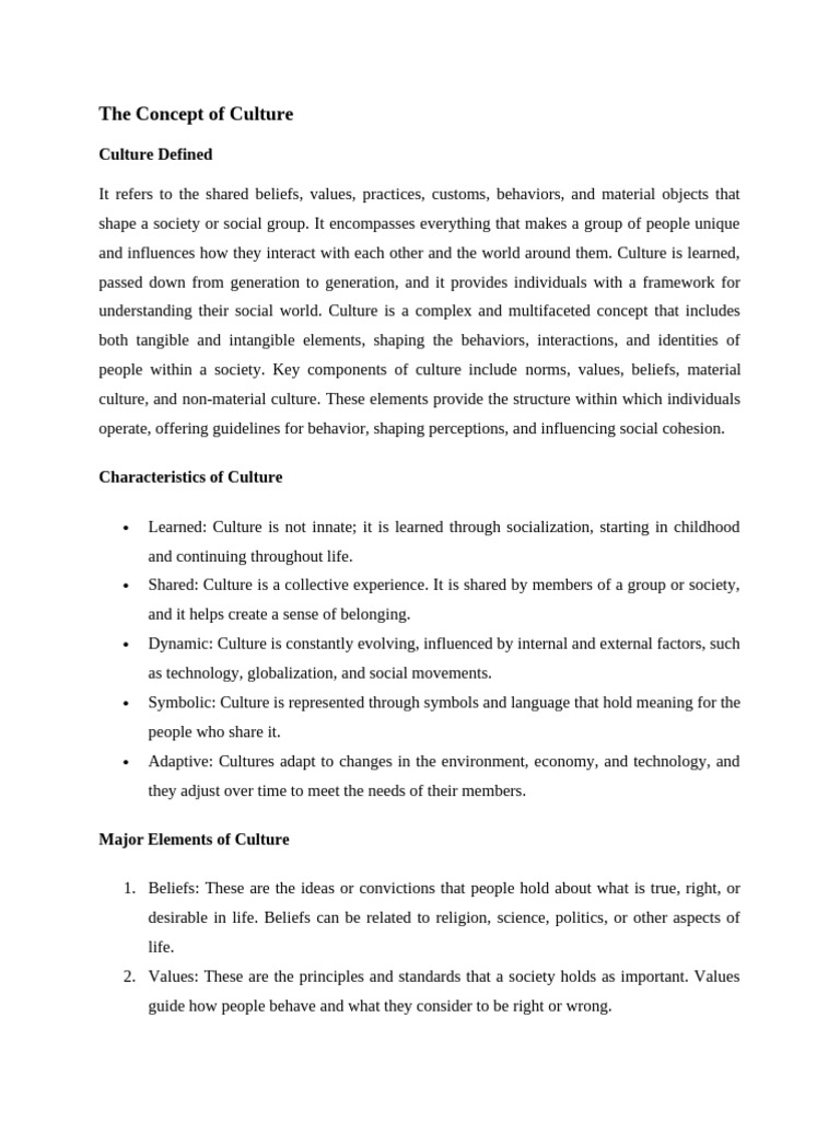 Culture - Definition, Features, Importance | PDF | Traditions | Society