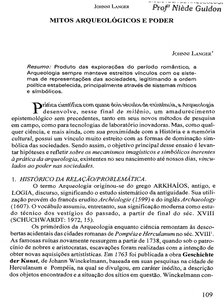 Mitos Arqueologicos e Poder LANGER | PDF