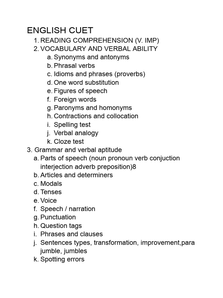 CUET English Syllabus Overview | PDF