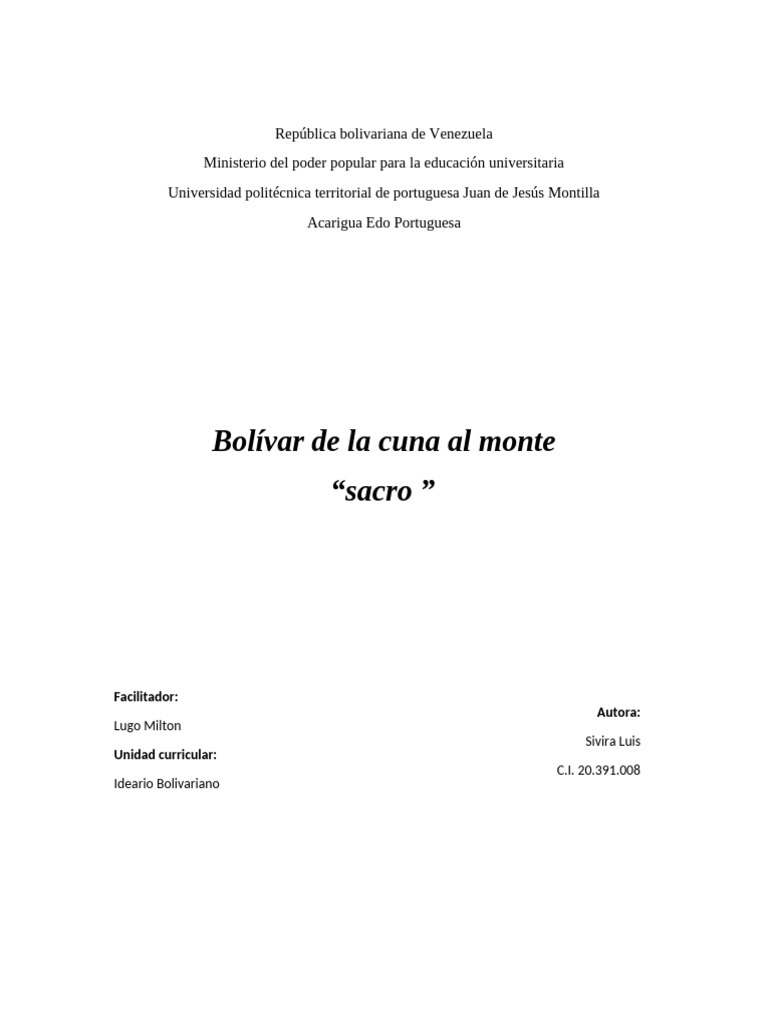 Bolivar - Monte Sacro | PDF