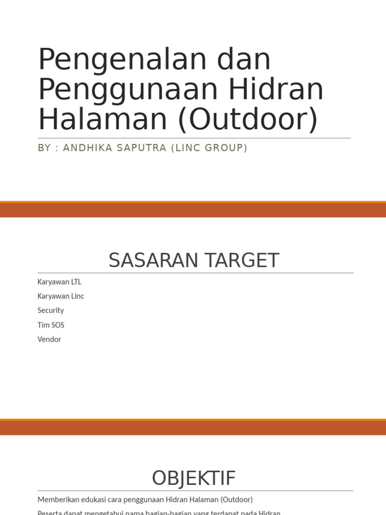 Training WH Semper - Pengenalan Dan Penggunaan Hidran Halaman (Outdoor ...